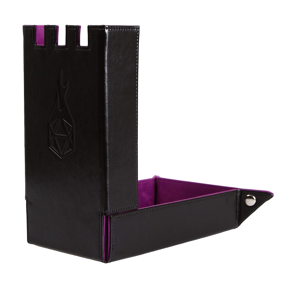 Forged Dice Co. Draco Castle Foldable Dice Tray and Dice Tower - Foldable DND Dice Tray and Dice Rolling Tray Tower - Perfect for Dungeons and Dragons RPG and Tabletop Gaming - Purple