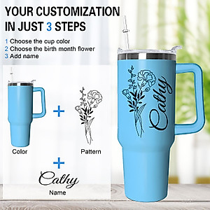 Personalized Gifts Custom Tumbler with Straw 40 Oz Customized Stainless Steel Insulated Travel Cup Add Name,Photo,or Logo,Custom Travel Coffee mug,Personalized Photo Gifts for Women Men