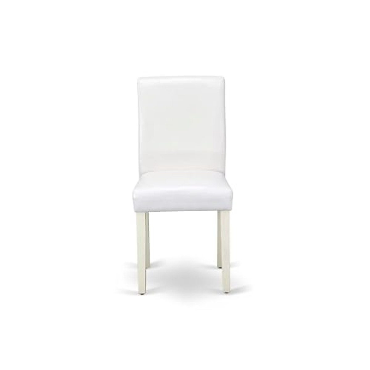 East West Furniture BOAB5-LWH-64 5 Piece Dining Table Set for 4 Includes a Round Kitchen Table and 4 White Faux Leather Upholstered Parson Chairs, 42x42 Inch, Linen White