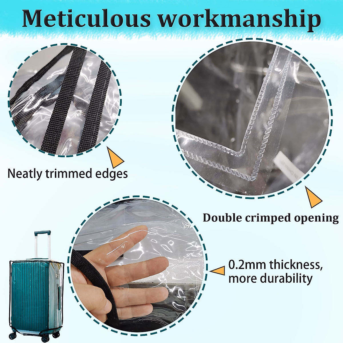 ZOUNI Clear PVC Luggage Cover Protectors, 30 Inch Waterproof Transparent Travel Luggage Protector Suitcase Cover Protectors for Wheeled Suitcase (30"（20.8" L x 13" W x 29.5" H）)