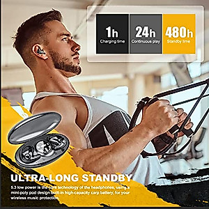 KOURM Invisible Sleep Wireless Earphone Ipx5 Waterproof，Invisible Earbuds Wireless Bluetooth，5.3 Headphones Touch Control，with Wireless Charging Case, Double Noise Cancelling (Black)