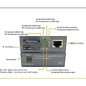 YVZOTCK 1 Pair Gigabit Fiber Media Converter Single Mode to RJ45 Fiber Media Converter SC 10/100/1000Mbps with Power Supply