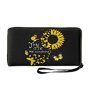 SCRAWLGOD Butterfly Women Wallets RFID Blocking Leather Wristlet Zipper Around Organizer Large Travel Card Holder Purse