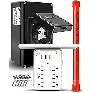 7500W Waterproof Portable Generator Through-The-Wall PWR Transfer Kit, Wall Pass Through PWR Transfer Kit, 120V 30 Amp Outdoor Generator Transfer Switch Generator Power Inlet Box, 3 Pin L5-30P Plug