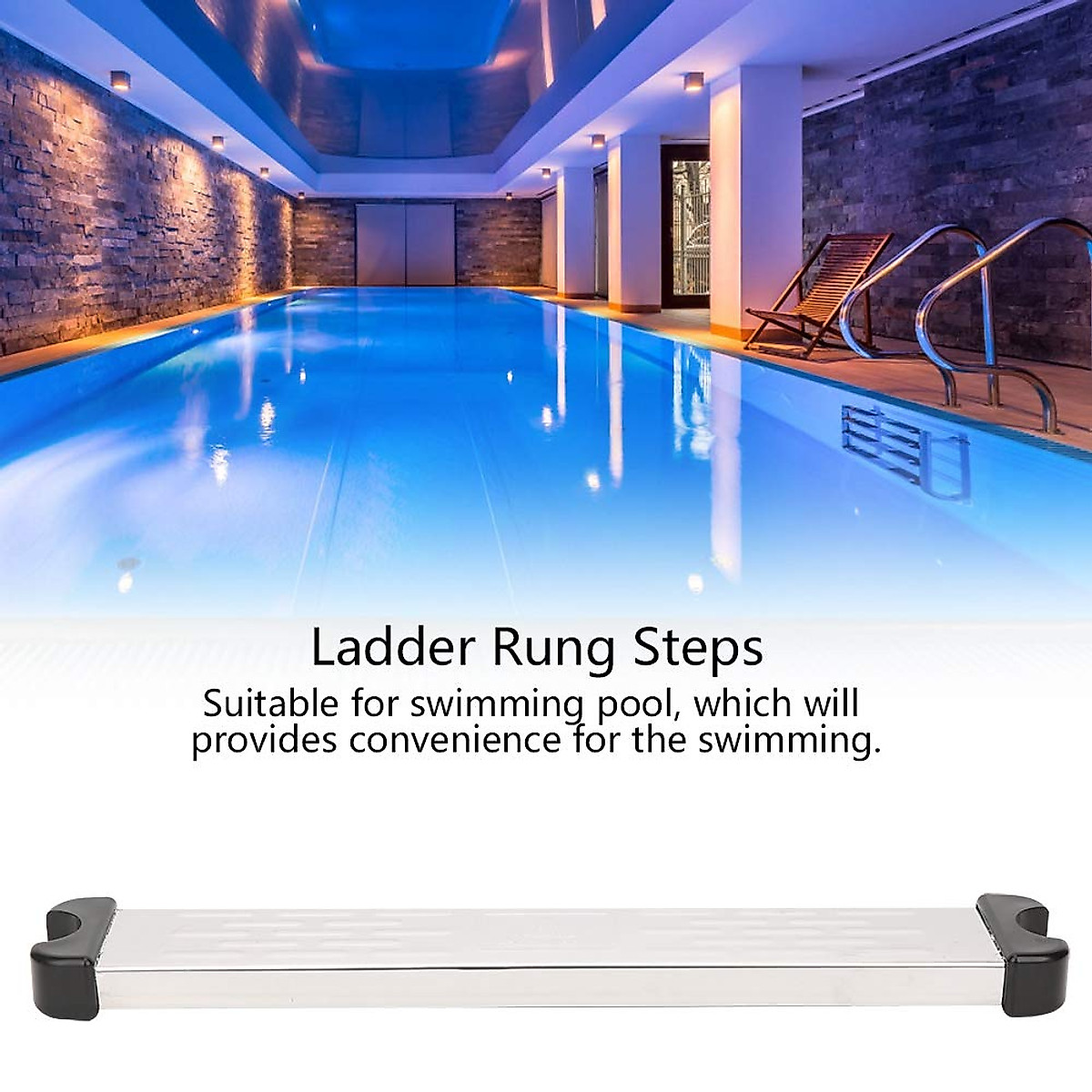 Restokki Swimming Pool Ladder Pedal, Stainless Steel & ABS, Anti-Slip, Silver