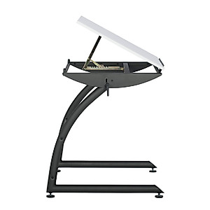 SD STUDIO DESIGNS Triflex Drawing Table, Sit to Stand Up Adjustable Office Home Computer Desk, 35.25" W X 23.5" D, Charcoal Black/White