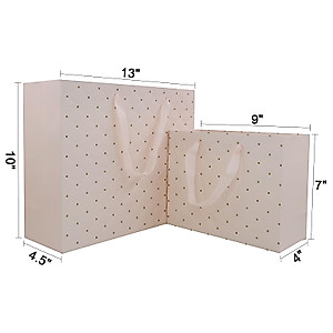 WRAPACK Pink Gift Bags with Handles and Tissue Paper, 13'' Large and 9'' Medium Paper Bags, 2-Pack Gift Bag for Girls Baby Bridal Shower Wedding Birthday