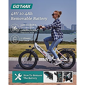 Gotrax R2 20" Folding Electric Bike with 55 Miles (Pedal-assist1) by 48V Battery, 20Mph Power by 500W, LCD Display and 5 Pedal-Assist Levels, 7-Speed & Front Shock Absorber for Off-Road Bicycle White