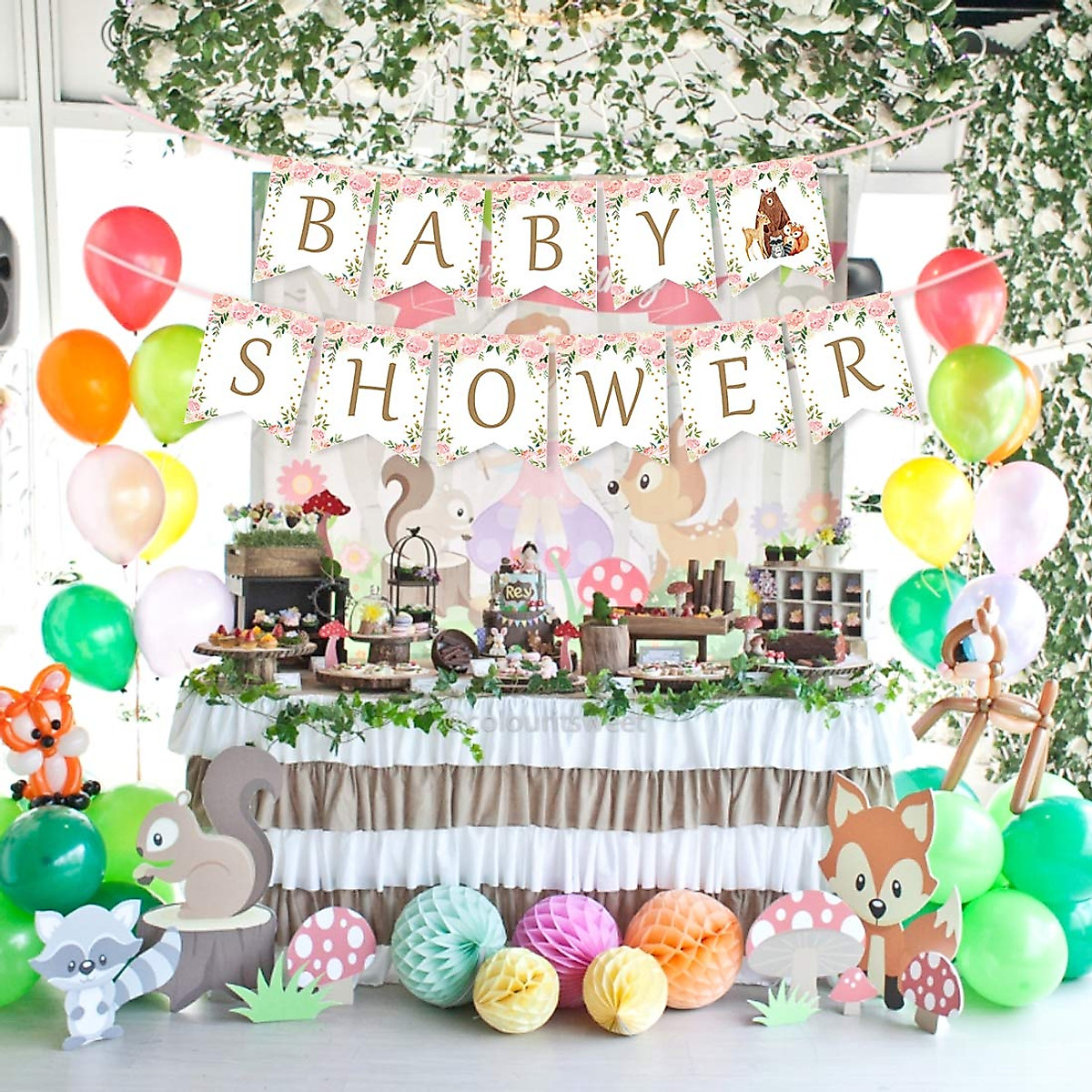 Woodland Baby Shower Decorations Woodland It’s a Girl Baby Shower Banner - Forest Animal Garland for Woodland Creatures Baby Shower Decoration Supplies