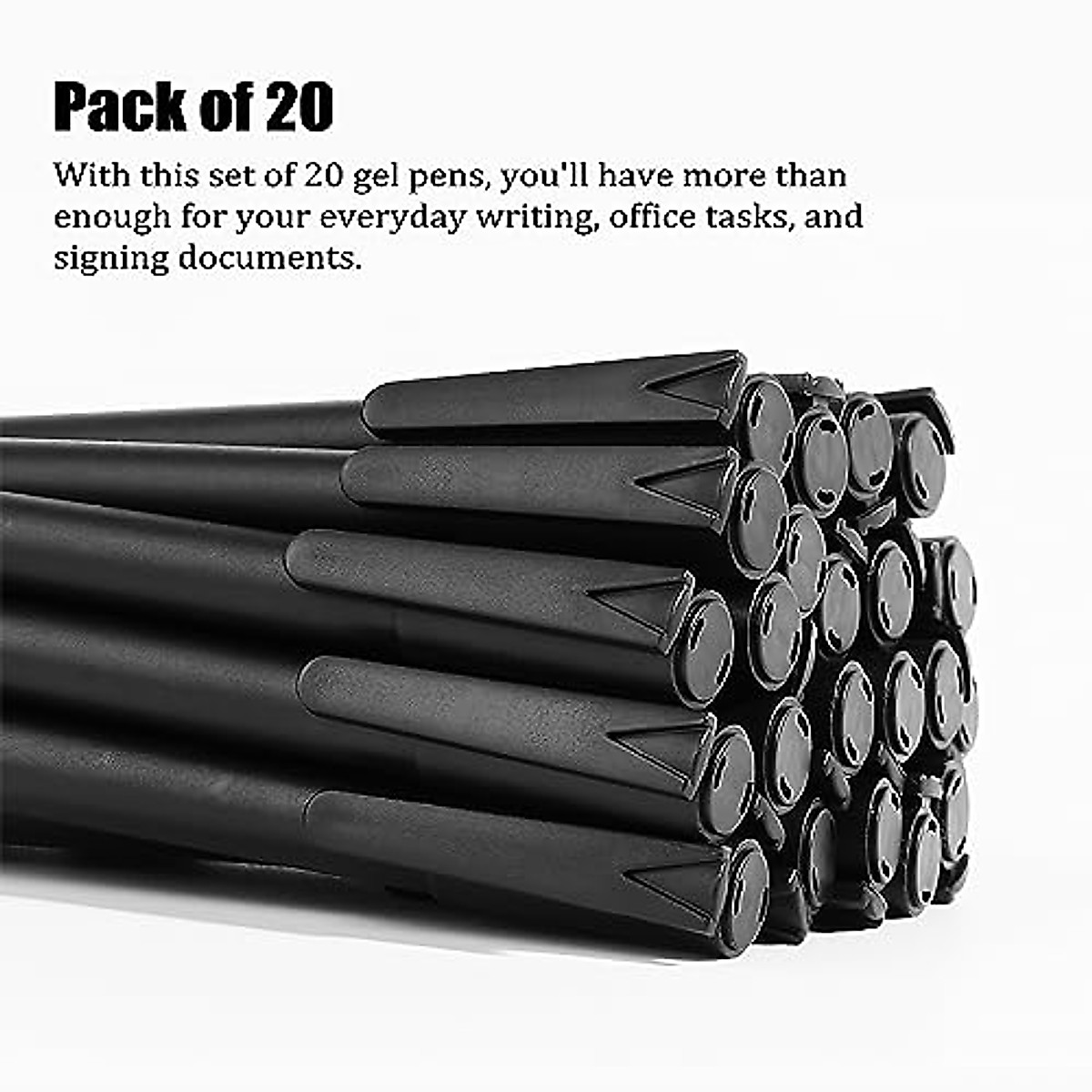 Ouzrpuo 20 Pack Gel Pens, Black Gel Pen Fine Point 0.5mm, Gel Ink Ball Point Pen for Office School Stationery Supply