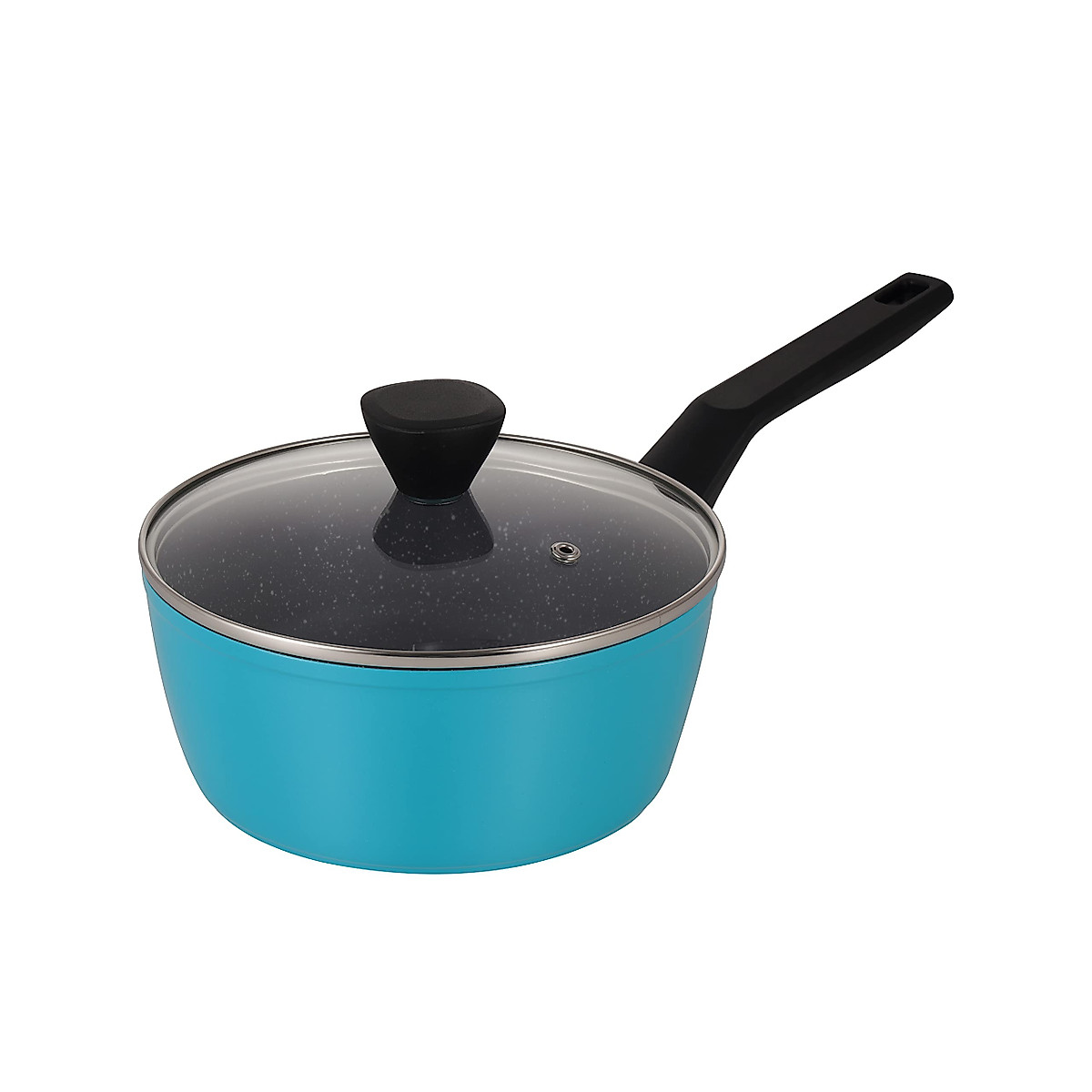 QStar 2.45 qt Granite Aluminum Nonstick Sauce Pan in Blue with Lid and Cool Touch Handle