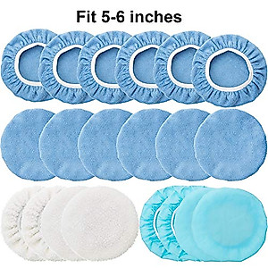 20 Pieces Car Orbital Buffer Polisher Pad Bonnet Microfiber Max Baxer Bonnet Polishing Bonnet Buffing Pad Cover (5-6 Inches)