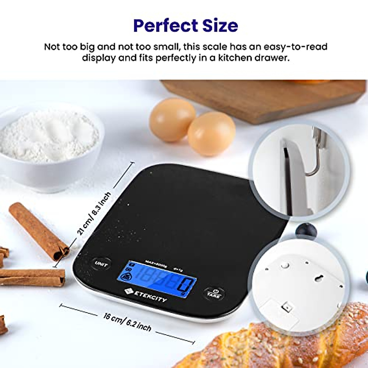 Etekcity Food Kitchen Scale, Digital Mechanical Weighing Scale, Grams and Oz for Weight Loss,Cooking, and Baking, Black