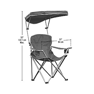 Quik Shade Extra Wide Folding Camp Chair with Tilt UV Sun Protection Canopy, Black