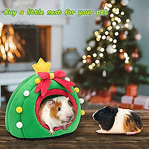 YUEPET Guinea Pig Beds Small Animal Hideout Warm House Washable Cage Accessories for Hamster Squirre Hedgehog Sugar Glider Rat Chinchilla(Green)