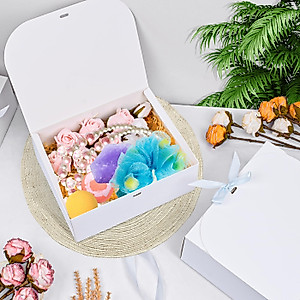 WLUSEAXI 15Pack Gift Boxes with Lids for Presents, 10x8x4 Inch Bridesmaid Proposal Box, White Gift Boxes with Ribbon for Bride Shower, Birthday, Wedding, Party, Graduation Gift