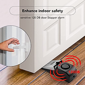 ADONIY Security Door Stopper – with 120dB Alarm, 3 Sensitivity Levels, Portable, No Installation Required, for Hotel, Dorms, Airbnb, Hostel, Home and Apartment (Pack of 2)
