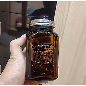 Ritadeshop Depression Style Glass Salt and Pepper Shakers (Amber), 2.35*2.35*4.5 inches
