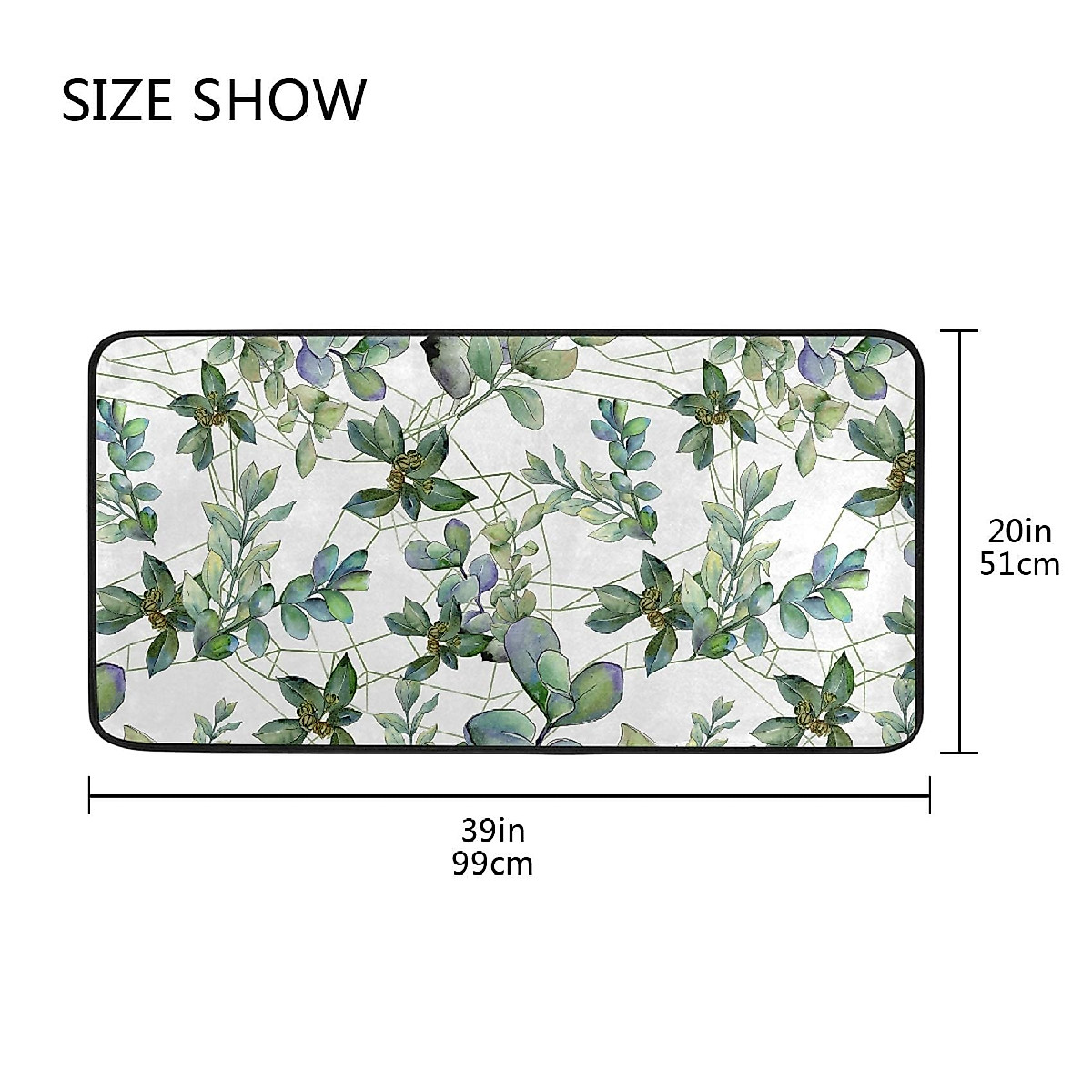 Eucalyptus Rug Eucalyptus Kitchen Rug Mint Green Anti Fatigue Mats for Kitchen Floor Sage Green Kitchen Mat Under Sink Mats Non Slip Soft Standing Mats Runner Carpet 39 X 20 Inch