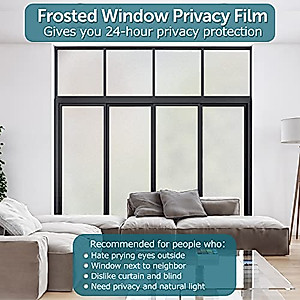 HIDBEA Frosted Window Privacy Film - Non Adhesive Static Cling glass Stickers Sun UV Blocking Heat Control Door Covering Decals for Home Office, 35.4 x 393.7 Inch