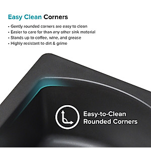 KRAUS KGD-441 Quarza 25-inch Dual Mount Single Bowl Granite Kitchen Sink in Black