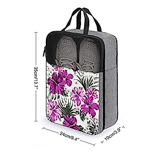 Frcavbin Hawaiian Tropical Hibiscus Flowers Palm Travel Shoe Bag Shoes Carrier with Handle and Zipper Foldable Shoe Puches Organizer for Home storage School starts