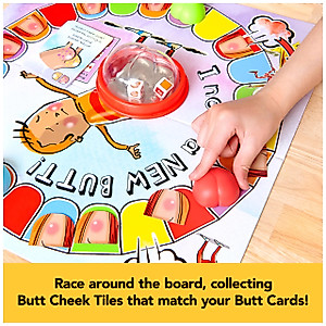 Spin Master Games I Need a New Butt! The Game, Based on The Book with Butt Popper and Butt Cheek Tiles Fun Game for Family Game Night, for Kids Ages 5 and up