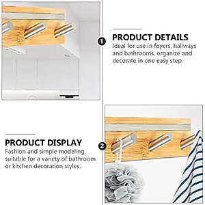 Bamboo Hook Wooden Bathroom Towel Coat Hooks Bathroom Towel Rail Rack Adhesive Rail Rack Hook Wall Mounted Wall Coat Rail Rack Hook Aisle Toilet Stainless Steel
