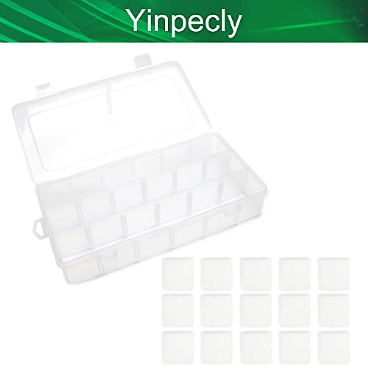 Yinpecly Component Storage Box 230x120x40mm Adjustable Divider Grids Removable Compartment PP Organizer for Jewelry Beads Earring Container Tool Fishing Hook Small Accessories 1Pcs