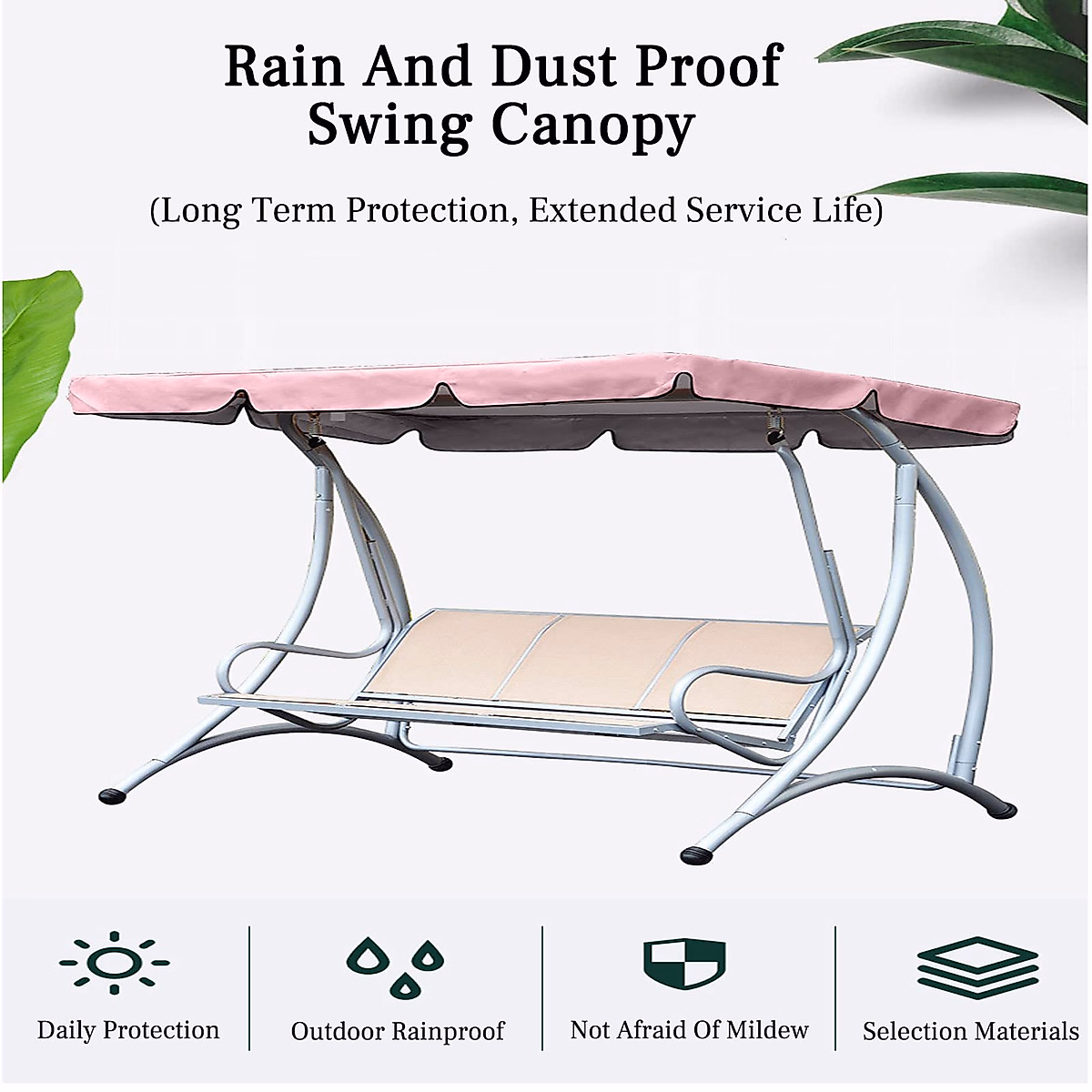 2-3 Seater Swing Canopy Replacement, Dustproof Waterproof Garden Swing Seat Canopy, Rainproof Sun Protection Swing Seat Canopy Replacement for Outdoor Garden Porch Swing (Sky Blue 142 * 120 * 18cm)