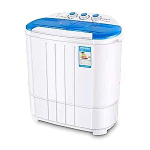 Portable Twin Tub Mini Washing Machine w/Spin and Dryer Function, Compact Design for College Dorms, Apartment, RV’s. Mini laundry Barrel Washer for Baby Clothes, Underwear, Delicates and More-Blue