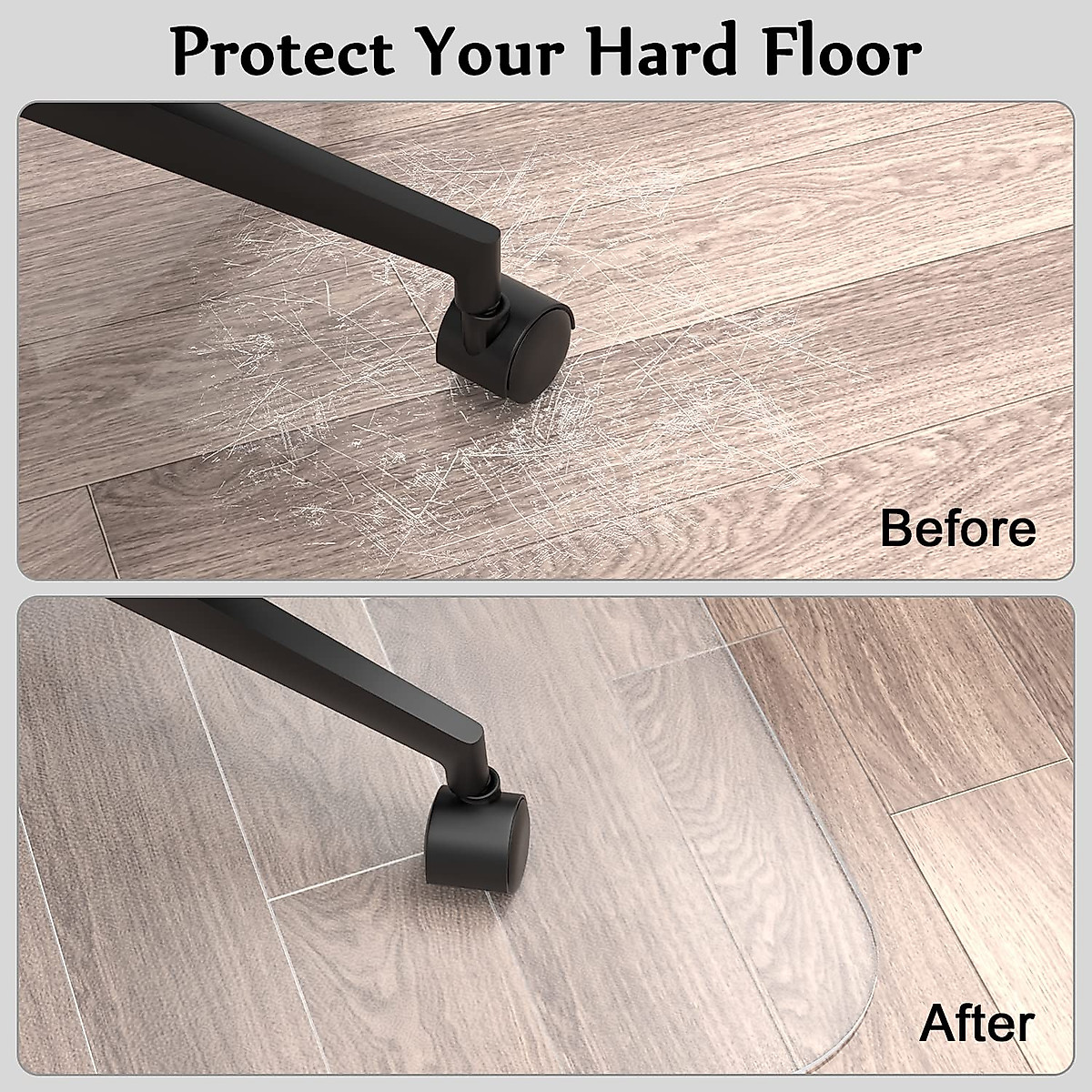 Blvornl Office Chair Mat for Hard Wood Floor, Sturdy Plastic Protector Floor Mat for Office Chair, Rectangle Transparent PVC Computer Hard Floor Chair Mat for Desk, Office, Home (Clear, 35.5 X 48in)