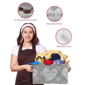 Large Capacity Storage Bins Valentine's Day I Love You to the Moon and Back Storage Cubes, Collapsible Storage Baskets for Organizing for Bedroom Living Room Shelves Home 15x11x9.5 In