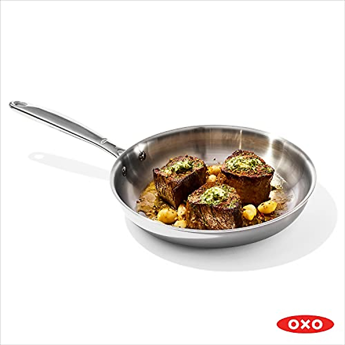 OXO Good Grips Pro Tri Ply Stainless Steel Dishwasher Safe Nonstick Frying Pan, 8"