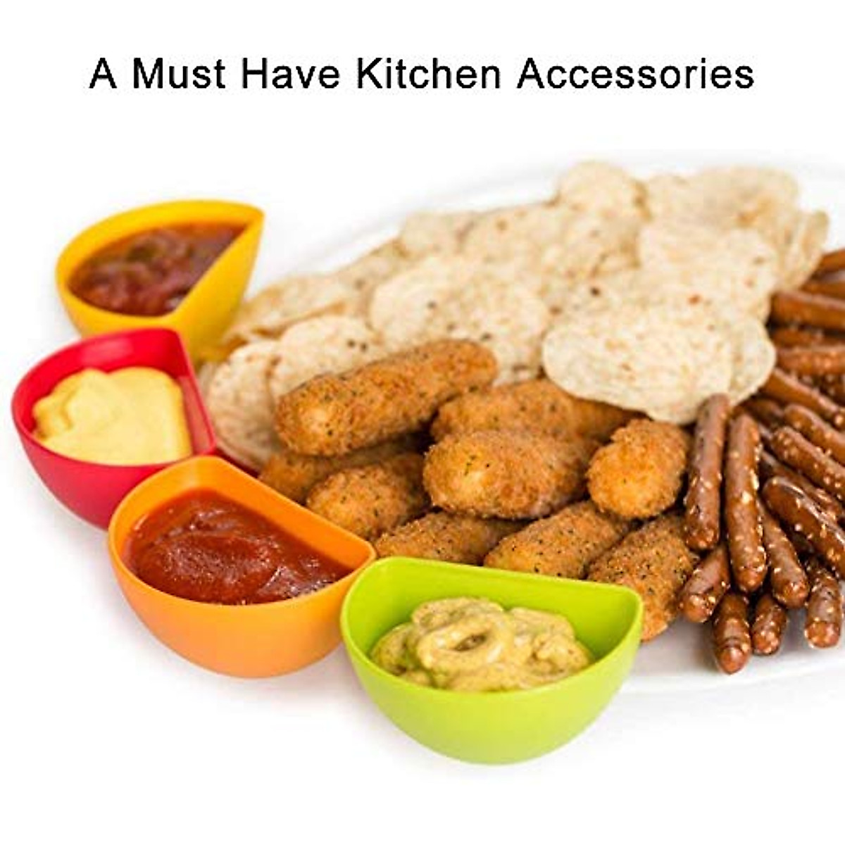 8 PCS Dip Clips, Youthful Assorted Plate Clip-on Holder Plate Clip Container Dish Colorful Dip Holder Plate Grab Clip-on Bowl for Tomato Sauce Salt Vinegar Sugar Flavor Spice Bowl - Random Color (8)