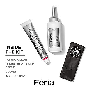 L’Oréal Paris Feria Long-Lasting Anti Brass Power Hair Toner, Ammonia Free Demi Permanent Hair Color, Pearl Blonde Hair Toner, 1 Application