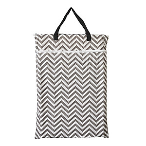 Sigzagor 2 Pack Large Hanging Wet Bags Laundry Pail Bags Cloth Diapers Reusable (Grey Chevron)
