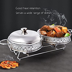 IGUATU Food Heater - Buffet Server and Heater, Burner to Keep Food Warm, Hot Pot Buffet Set with Toughened Glass Lid, Clear Lid Server Hot Pot Buffet Set,(Size:2L,Color:Silver)