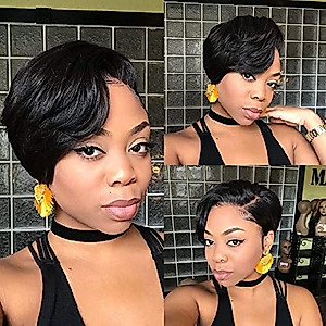 west kiss Pixie Cut Wig Short Lace Front Wigs for Black Women 13x4 Lace Front Wigs human hair 180 density Pre Plucked With Baby Hair Natural Hairline 8 inch