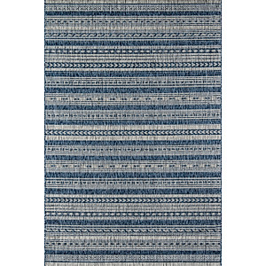 Novogratz by Momeni Villa Collection Tuscany Indoor Outdoor Blue Area Rug, 3'11" x 5' Sized Mat for Pool, Patio, Porch, Balcony, Kitchen, Bedroom, Livingroom and Home Office