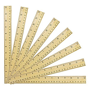Ruler 12 Inch Wooden Rulers for Kids, 8 Packs Bulk Rulers with Centimeters and Inches, Metric Wood Ruler for Students Drafting School Teacher Classroom Supplies, 2 Scales