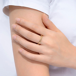 Amazon Essentials 14K Gold Plated Sterling Silver Chain Link Band Ring Size 8, Yellow Gold