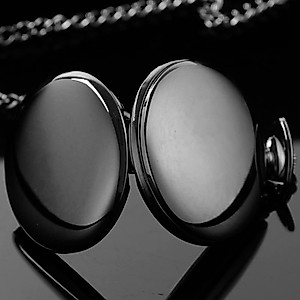 Tiong Classic Smooth Quartz Pocket Watch, Roman Numerals Scale with Chain Xmas Graduation Birthday Best Gifts