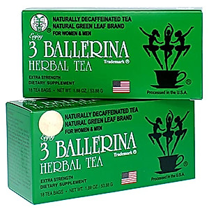 3 Ballerina Tea Extra Strength 18 Tea Bags, drink, 36 Count, (Pack of 2)