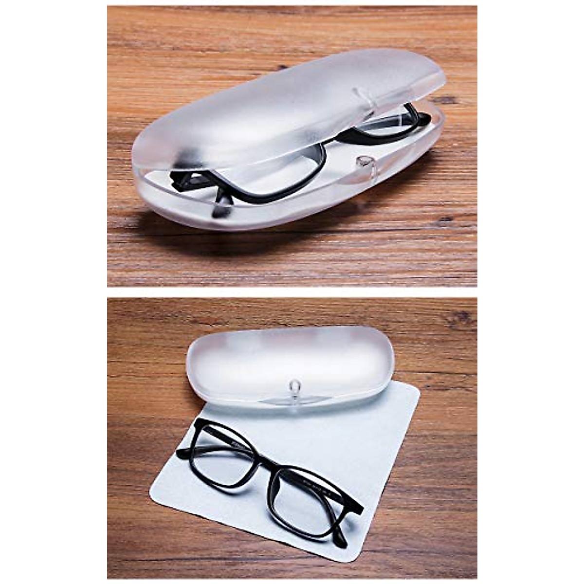 Chris.W Transparent Hard Eyeglasses Case Plastic Glasses Protective Case for Women Men, Magnetic Closure Spectacles Case, Pack of 2(White)