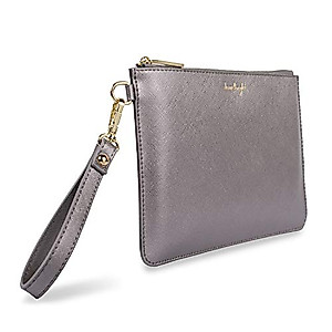 KATIE LOXTON Metallic Charcoal Shine Bright Women's Faux Leather Clutch Perfect Pouch