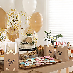 Eersida 16 Pcs Teddy Bear Gift Bags Baby Shower Bags Bear Birthday Decorations Thank You Paper Bags with Tissue Handles Brown Candy Treat Bags for Guests Wedding Kids Prizes School Party Supplies