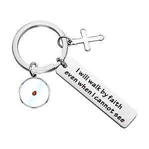 Gzrlyf Faith Mustard Seed Keychain Faith Gifts I will Walk by Faith When I Cannot See Christian Gifts (Keychain)