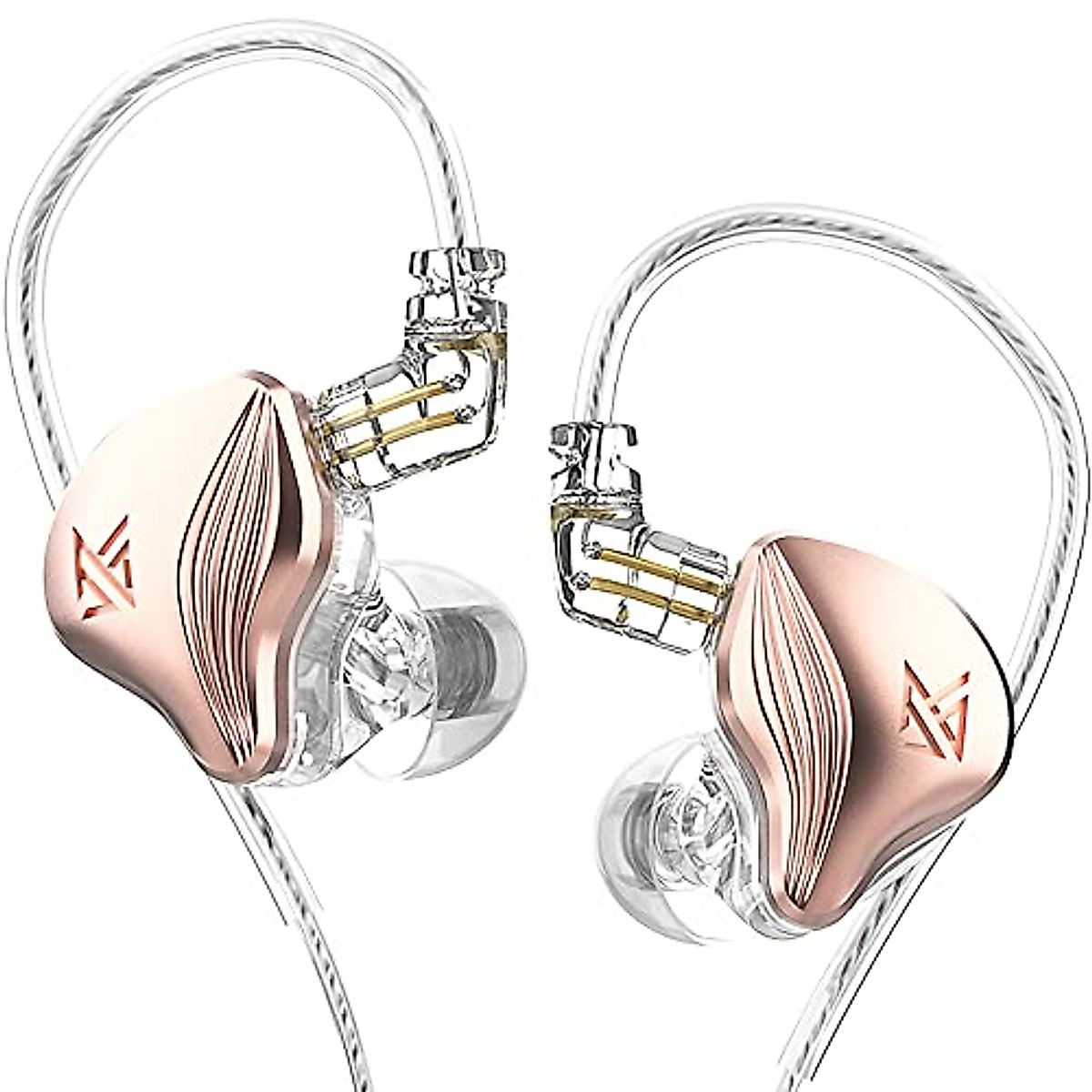 KZ ZEX Earbuds 1 electrostatic + 1 Dynamic Earphone in Ear Monitor Headphone with Detachable Cables Suitable for Audio Engineer, Musician (Rose Gold, Without Mic)