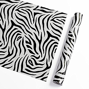 Self Adhesive Vinyl Zebra Stripes Contact Paper Decorative Shelf Liner for Cabinets Drawer Dresser Arts and Crafts Decor 17.7x78.7 Inches